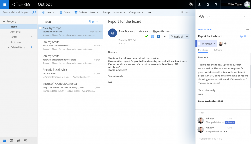 Wrike Deepens Microsoft Office 365 Integration With Outlook Actionable ... Wrike Deepens Microsoft Office 365 Integration With Outlook Actionable ...